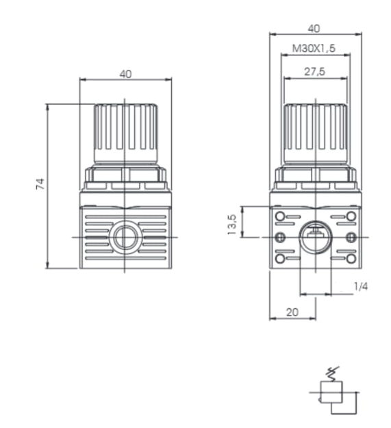 Reduktor ciśnienia powietrza 1/4" XR0240 | Sklep martechpneumatyka.pl