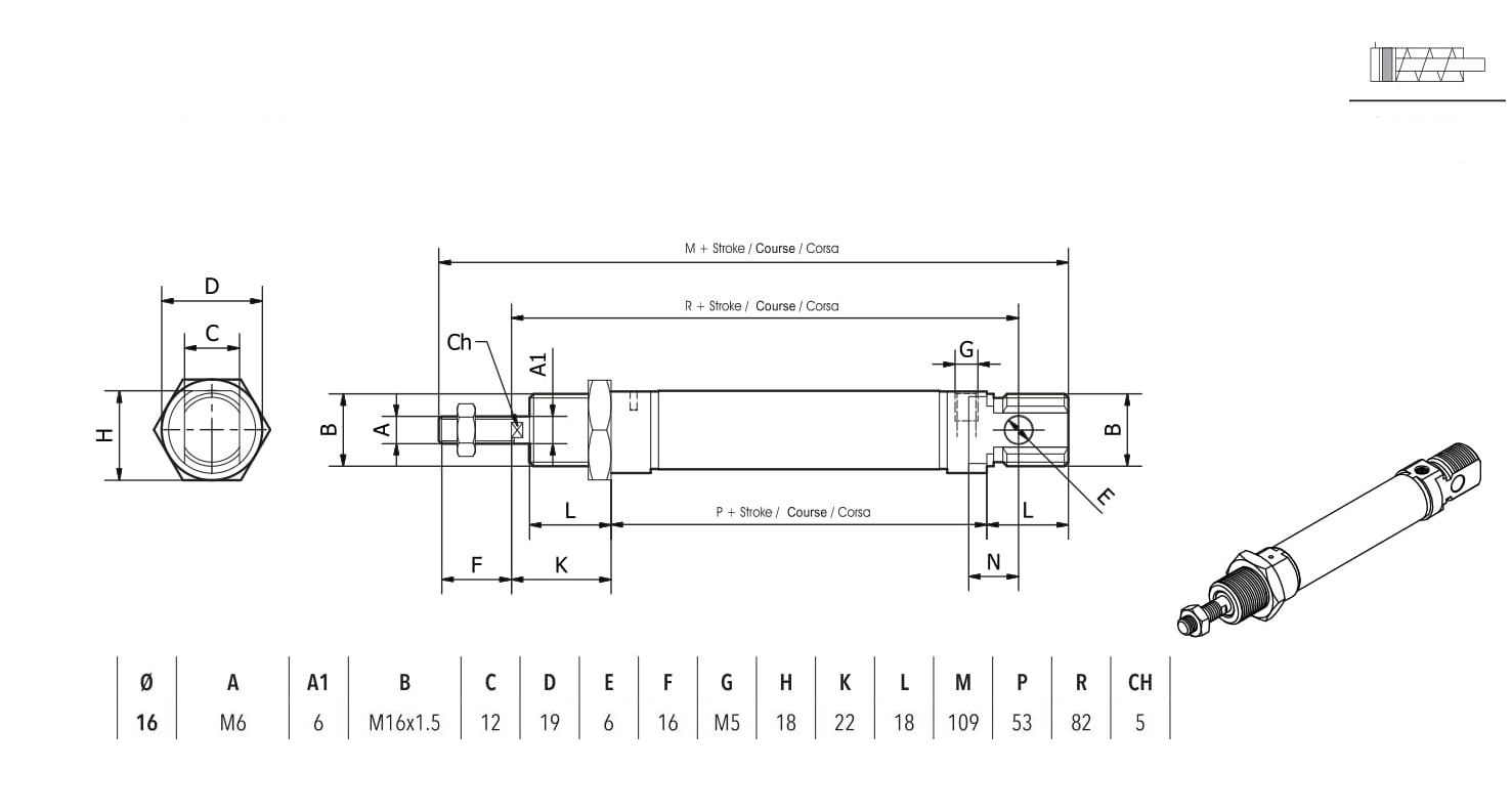 Siłownik jednostronnego działania ze sprężyną - siłownik jednostronnego działania